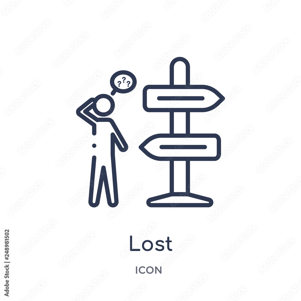 lost icon from signaling outline collection. Thin line lost icon ...