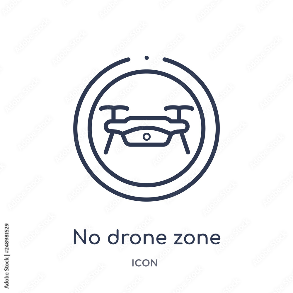 no drone zone icon from signaling outline collection. Thin line no ...