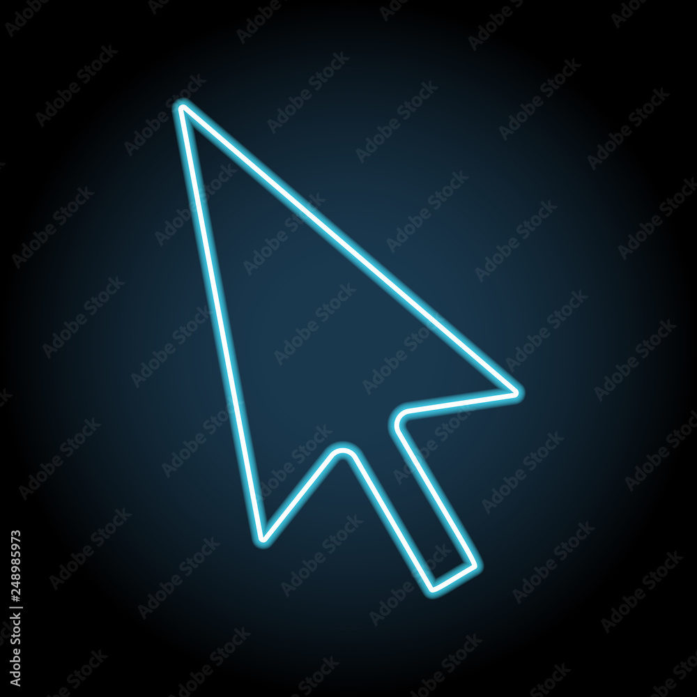cursor neon icon. Simple thin line, outline vector of web, minimalistic ...