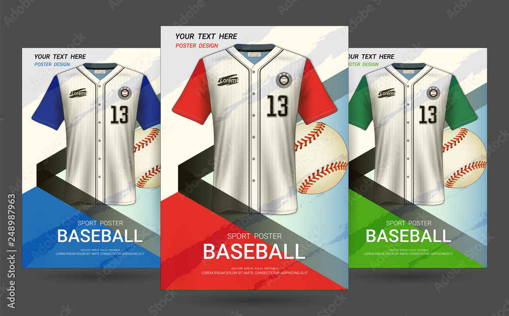 Flyer & Poster Cover design template with Baseball jersey and t-shirt ...