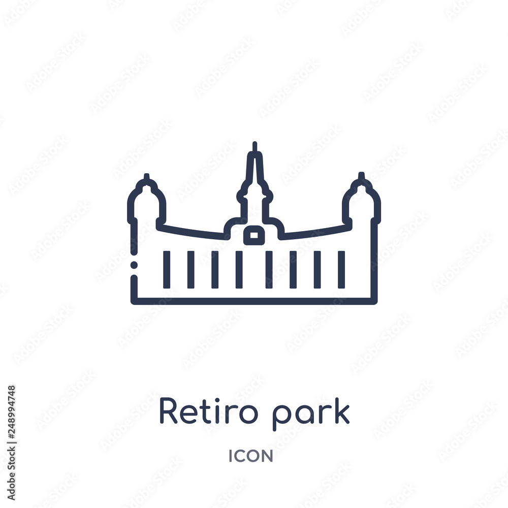 retiro park icon from monuments outline collection. Thin line retiro ...