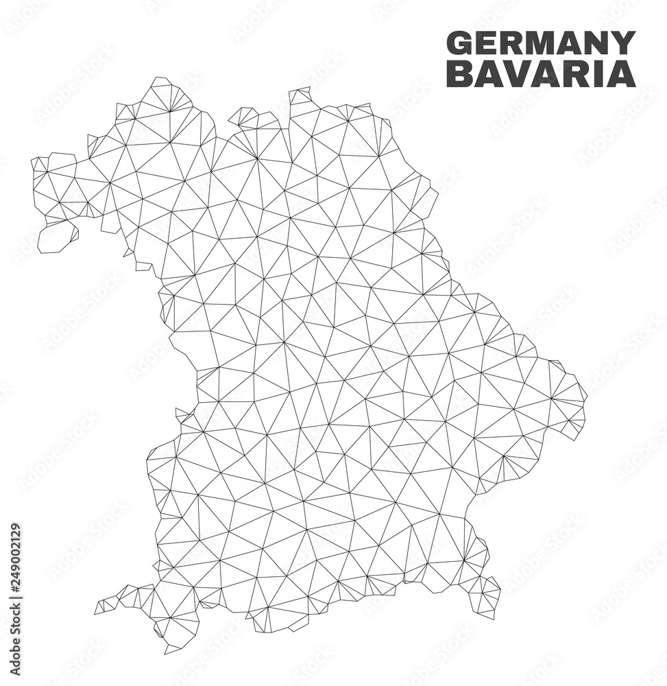 Abstract Bavaria Land map isolated on a white background. Triangular ...