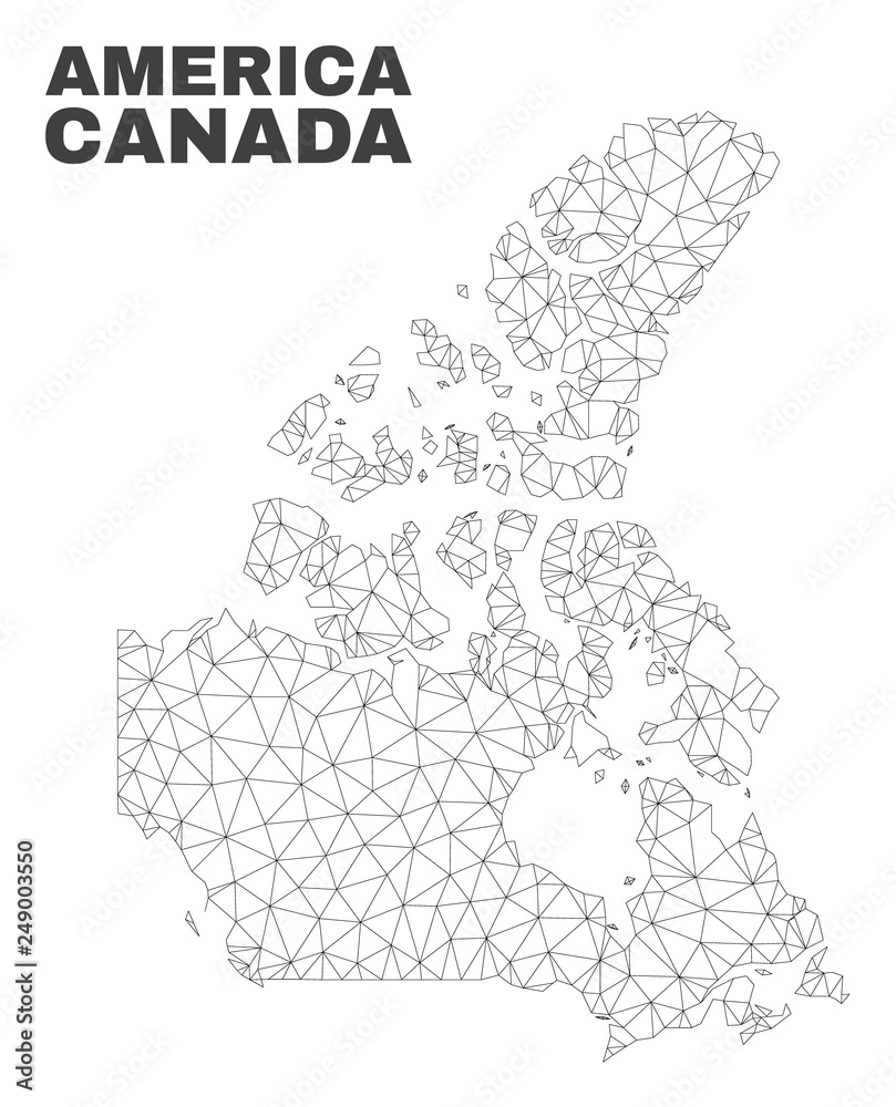 Abstract Canada v2 map isolated on a white background. Triangular mesh ...