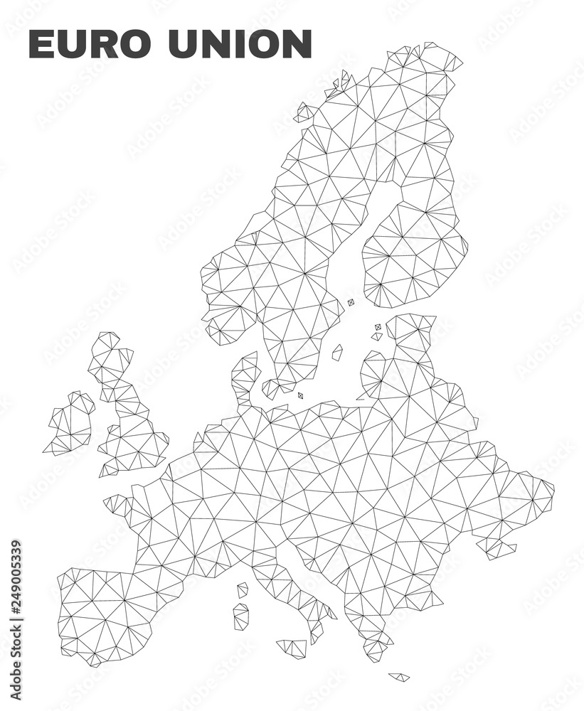 Abstract Euro Union map isolated on a white background. Triangular mesh ...