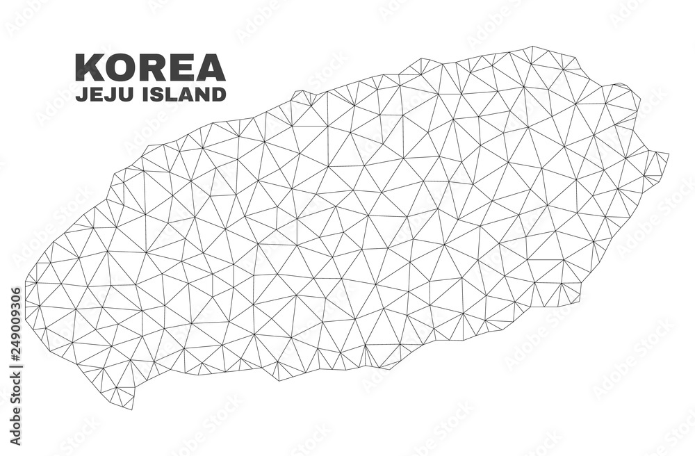 Abstract Jeju Island map isolated on a white background. Triangular ...