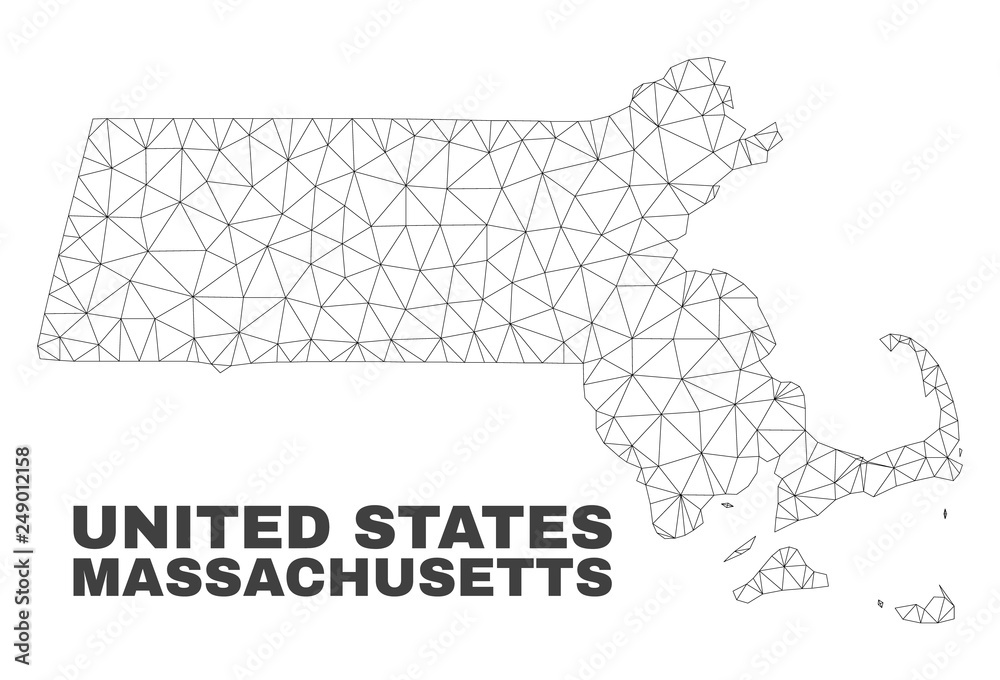 Black And White Political Map Of Massachusetts