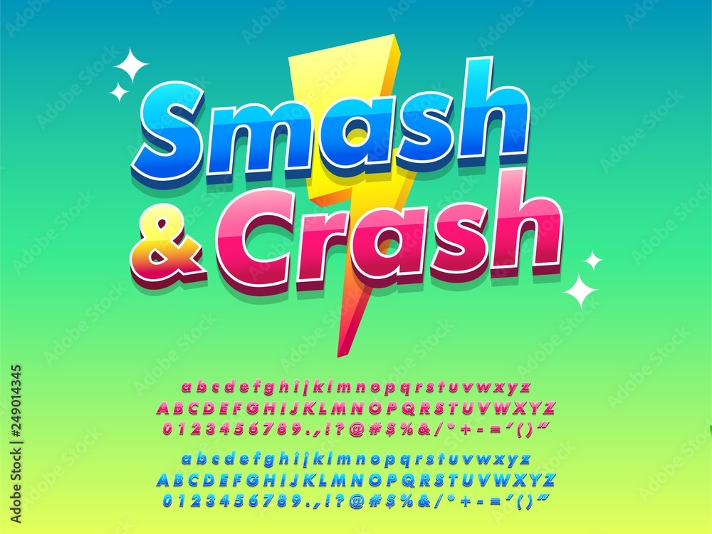 mobile game logo type bright and shiny design template, gamer title ...