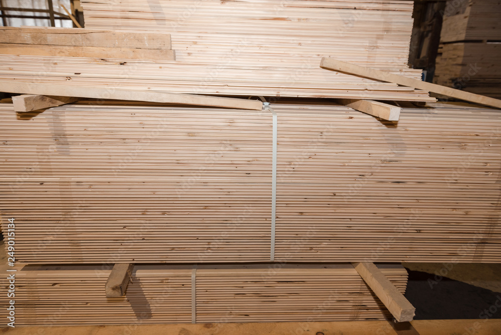 Wooden boards in a stack. Pine boards. A lot of lumber. Stock Photo ...
