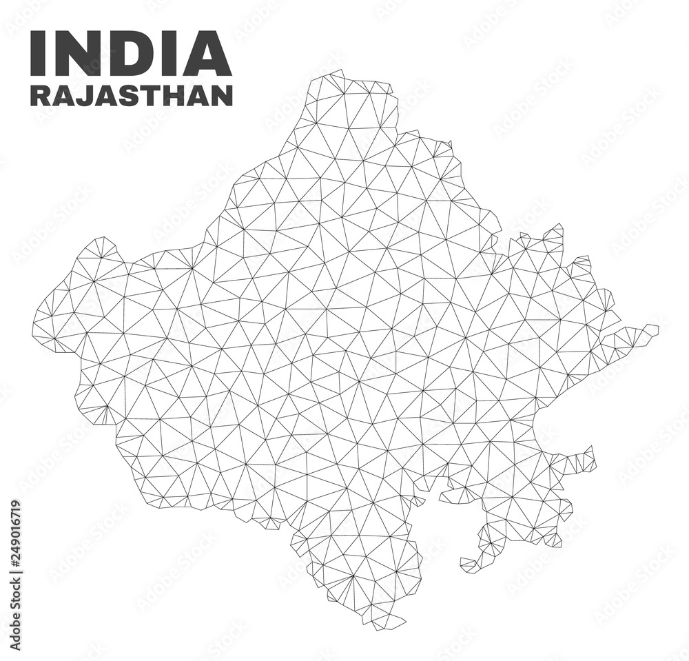 Abstract Rajasthan State map isolated on a white background. Triangular ...