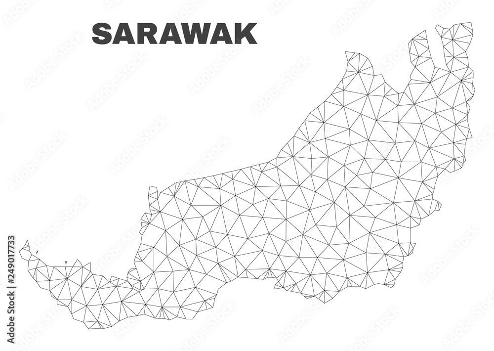 Abstract Sarawak State map isolated on a white background. Triangular ...