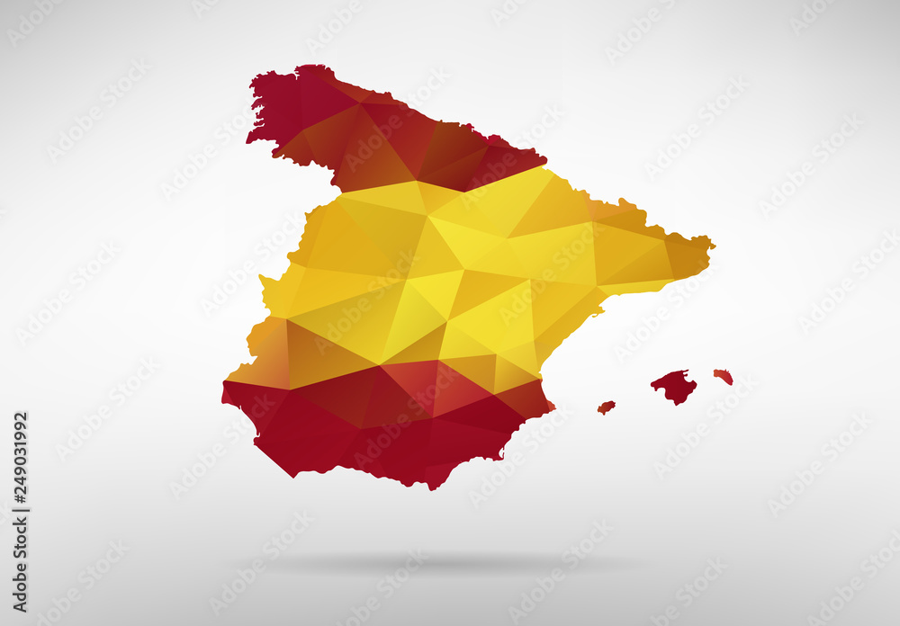 Spain map with national flag Stock Vector | Adobe Stock