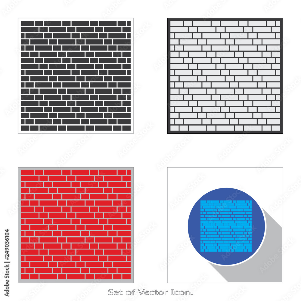 Brick work icon. Set of flat style. Vector illustration. Stock Vector ...