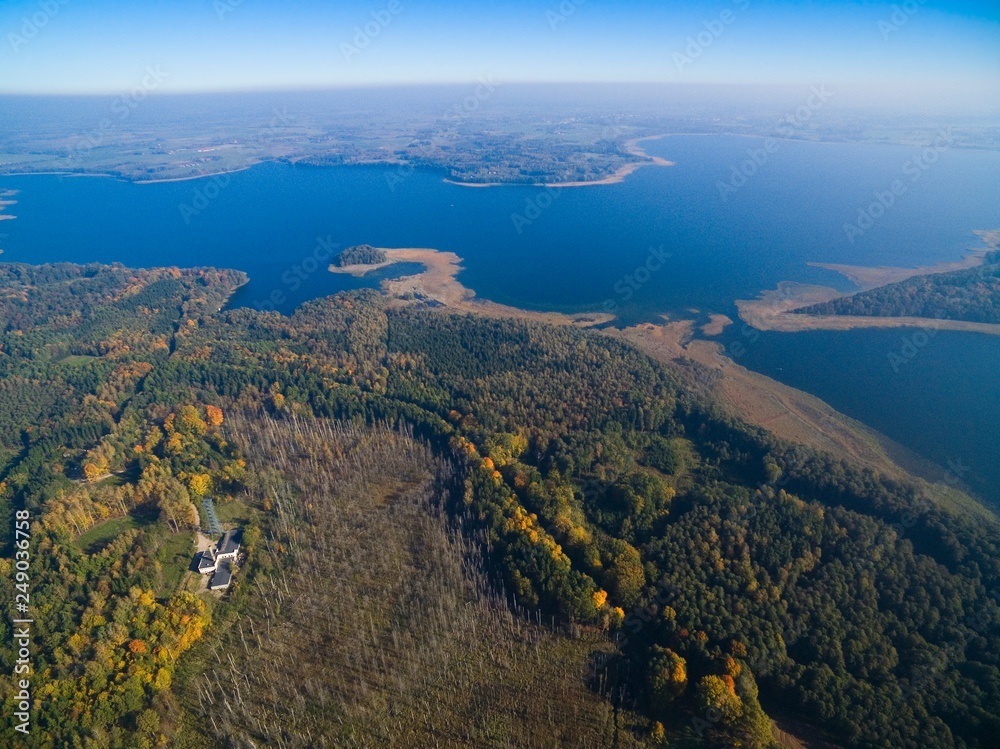 Aerial view of observation tower located on terrain of German Land ...