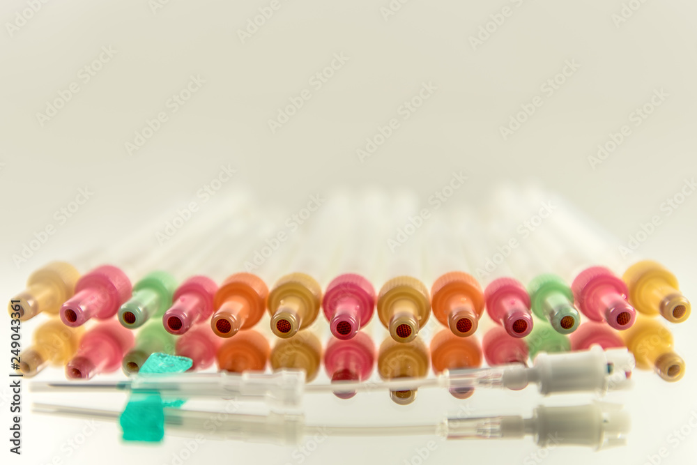 Blood collection tube is used in medicine as a sample container for the ...