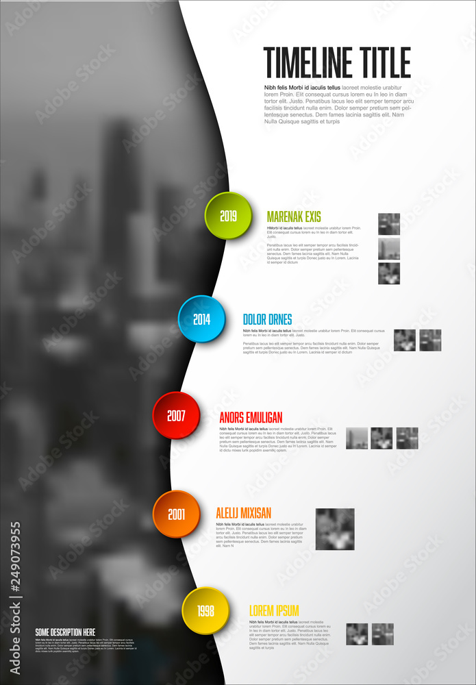 Company Infographic timeline report template with photos Stock Vector ...