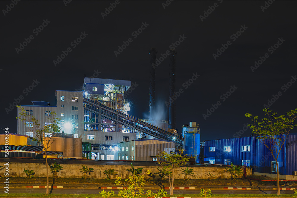 View of Coal-fired power generation plant industrial factories and ...
