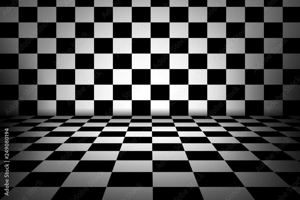 Black and white checker interior room. Stock Photo | Adobe Stock