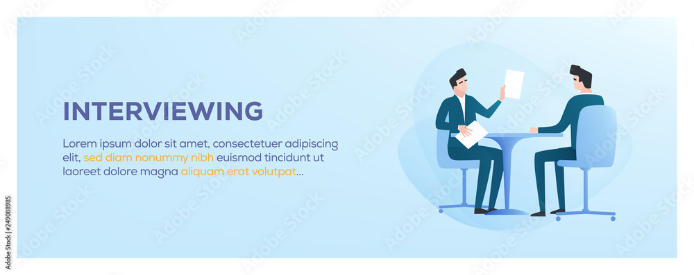 INTERVIEWING BANNER CONCEPT Stock Vector | Adobe Stock