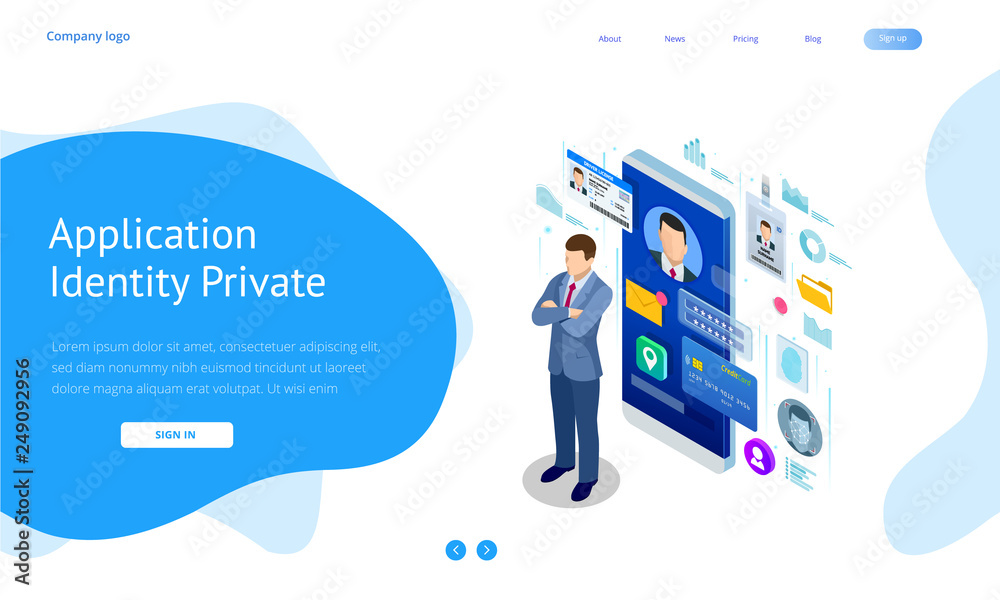 Isometric Personal Data Information App, Identity Private Concept ...