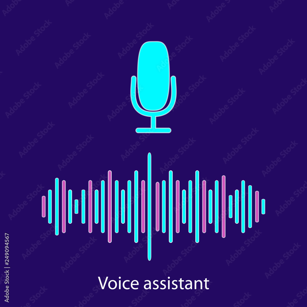 Personal assistant and voice recognition concept flat illustration of ...