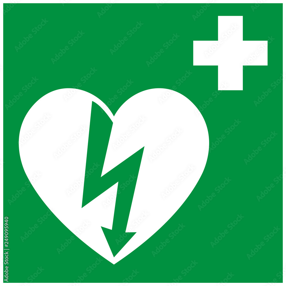 Defibrillator Hinweis Schild Stock Vector | Adobe Stock