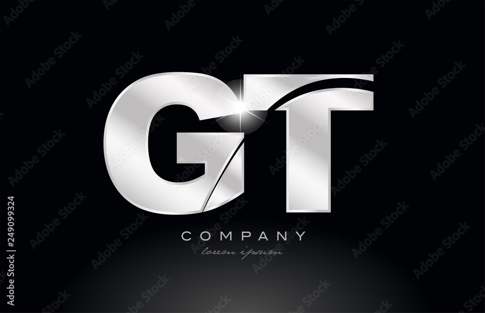 silver letter gt g t metal combination alphabet with grey color on ...