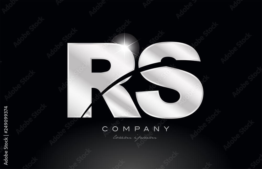 silver letter rs r s metal combination alphabet with grey color on ...