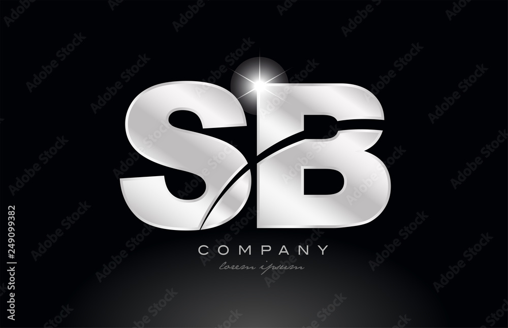 silver letter sb s b metal combination alphabet with grey color on ...