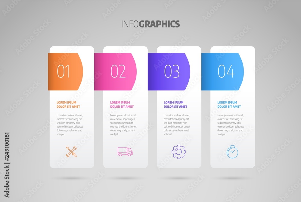 Process chart. Business data element of chart, graph, diagram with 4 ...