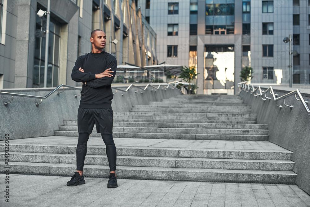 Confident in his body. Full length portrait of athletic african man ...
