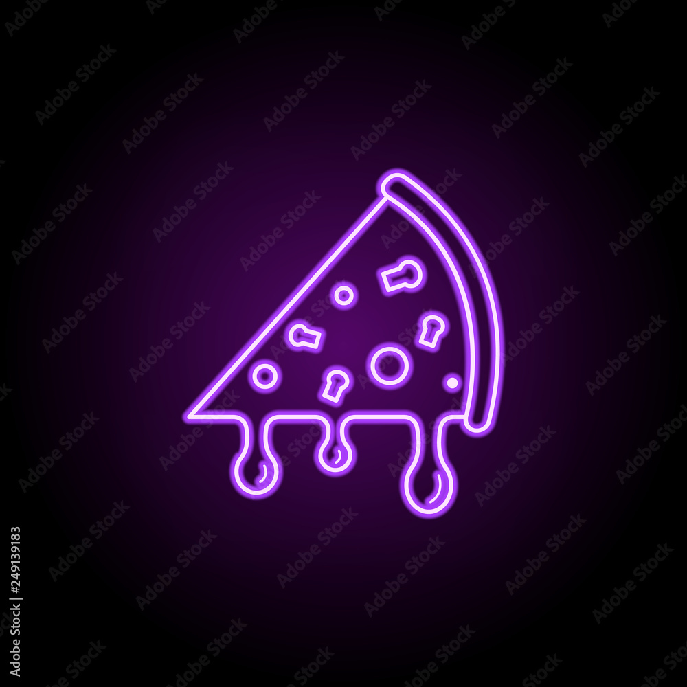 piece of pizza icon. Elements of Food and drink in neon style icons ...