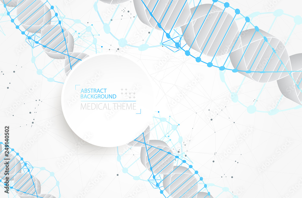 Science template, abstract background with a 3D DNA molecules. Vector ...