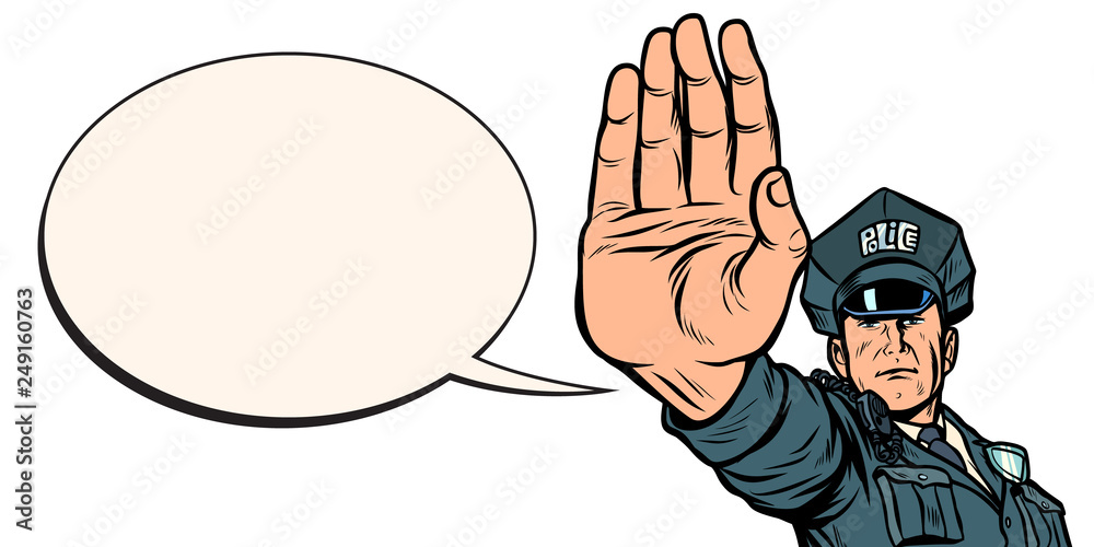 police officer stop gesture. isolate on white background Stock Vector ...