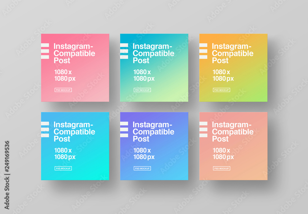 Six Square Social Media Post Layout Mockups Stock Template | Adobe Stock