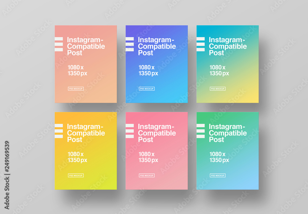 Six Rectangular Social Media Post Layout Mockups Stock Template | Adobe ...