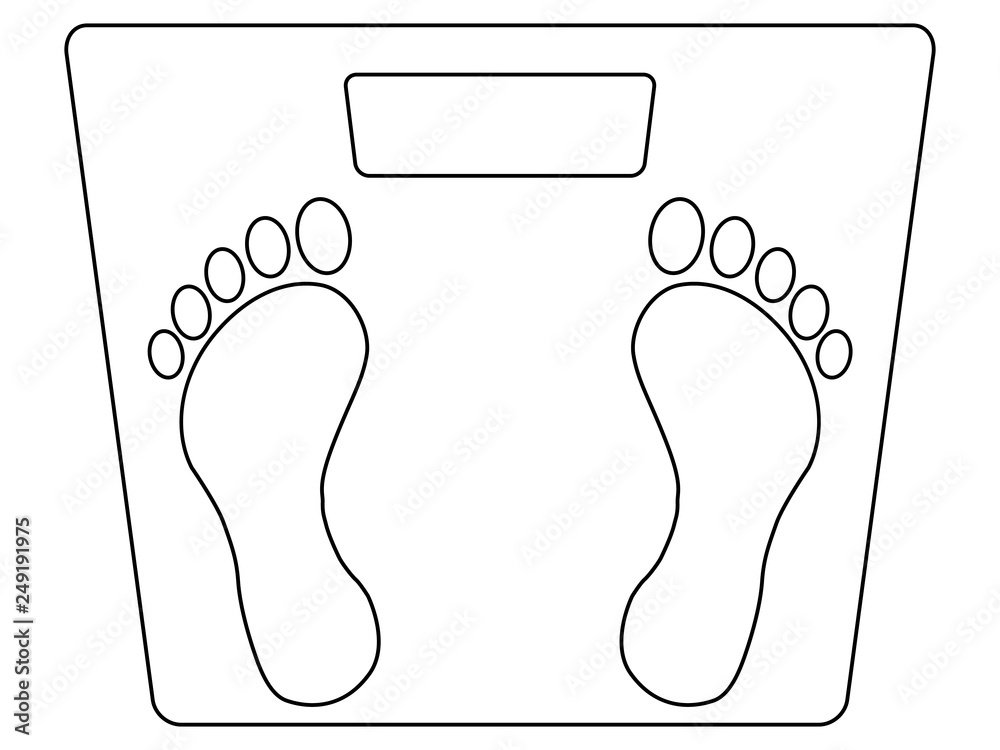 Simple Black And White Illustration Of A Weight Scale With Footprints simple-black-and-white-illustration-of-a-weight-scale-with-footprints