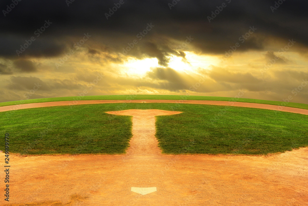 Baseball field looking out to an endless curved horizon Stock Photo ...