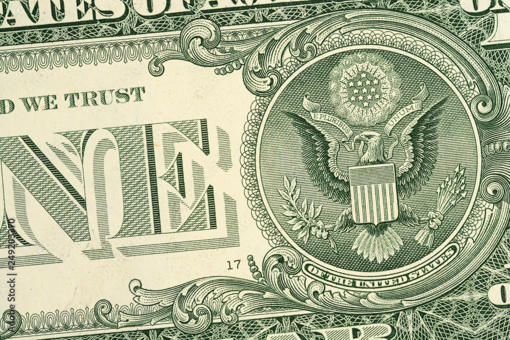 Part of one dollar bill background, back side. High resolution photo ...