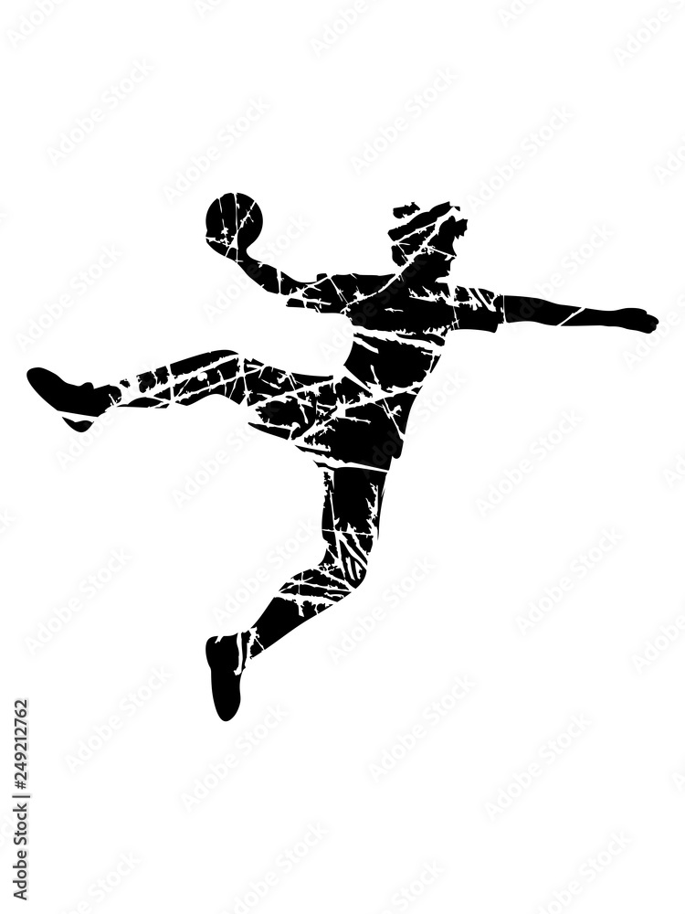 risse kratzer stempel silhouette umriss handball ball werfen punkten ...