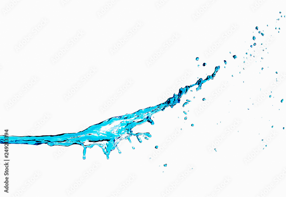 Light Blue Water Flow and Splashes Isolated Over Pure White Background ...