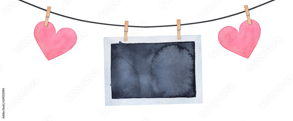 Decorative string with stylized artistic photo frame illustration, cute ...