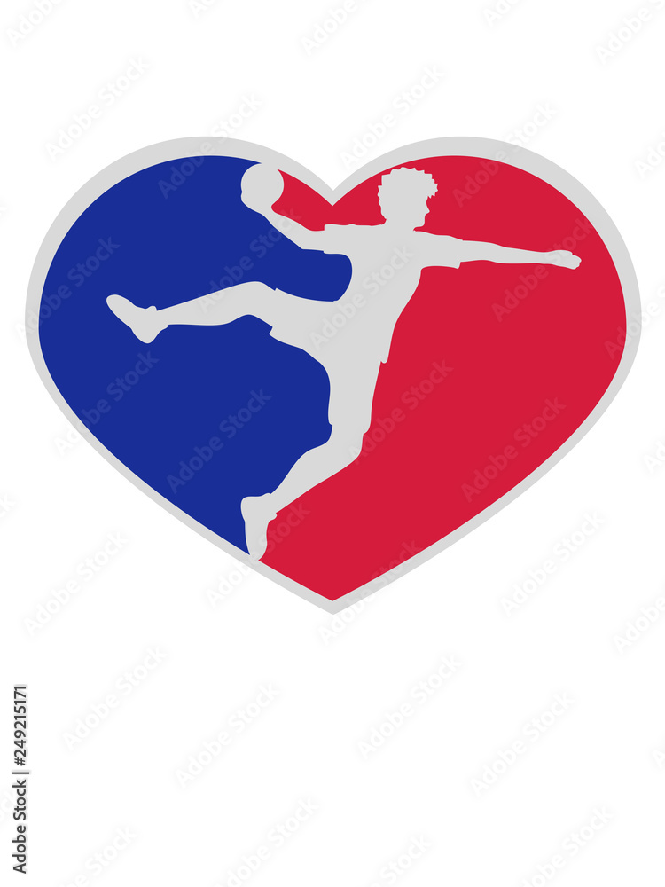 logo rot blau liebe herz silhouette umriss handball ball werfen punkten ...
