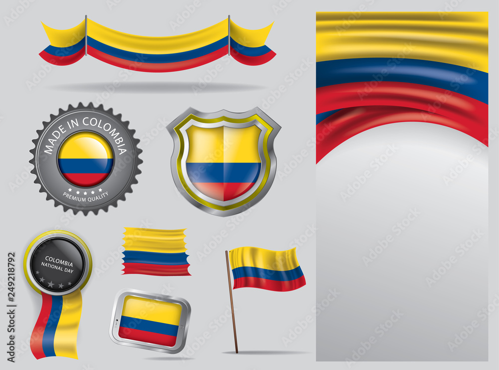 Made in Colombia seal, Colombian flag and color --Vector Art-- vector ...
