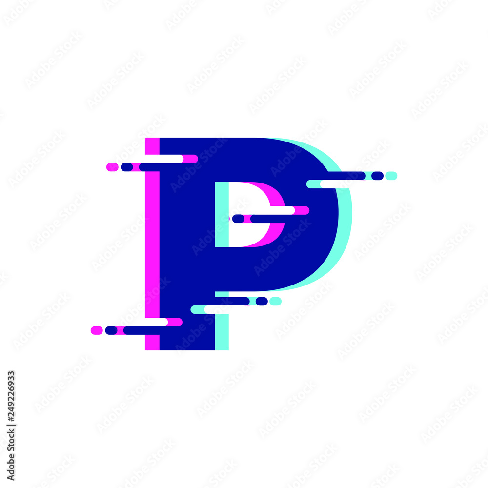Glitch Letter P Modern Font Logo Icon Symbol Stock Vector | Adobe Stock