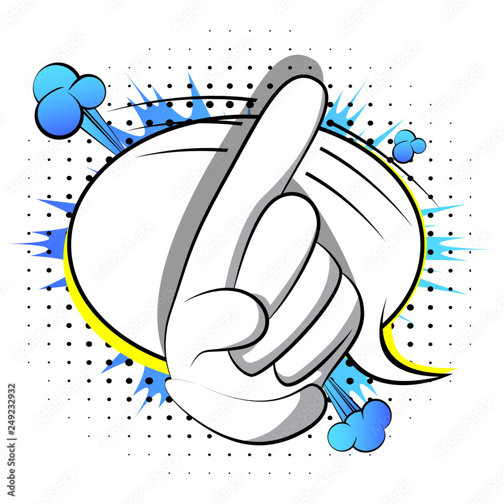 Vector cartoon saying no with his finger. Illustrated hand sign on ...