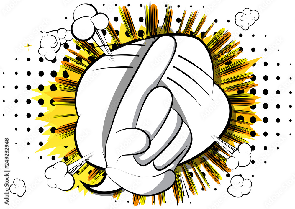 Vector cartoon saying no with his finger. Illustrated hand sign on ...