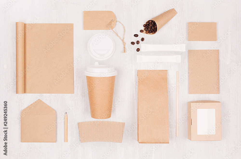 Coffee shop template for branding identity - brown paper cup, blank ...
