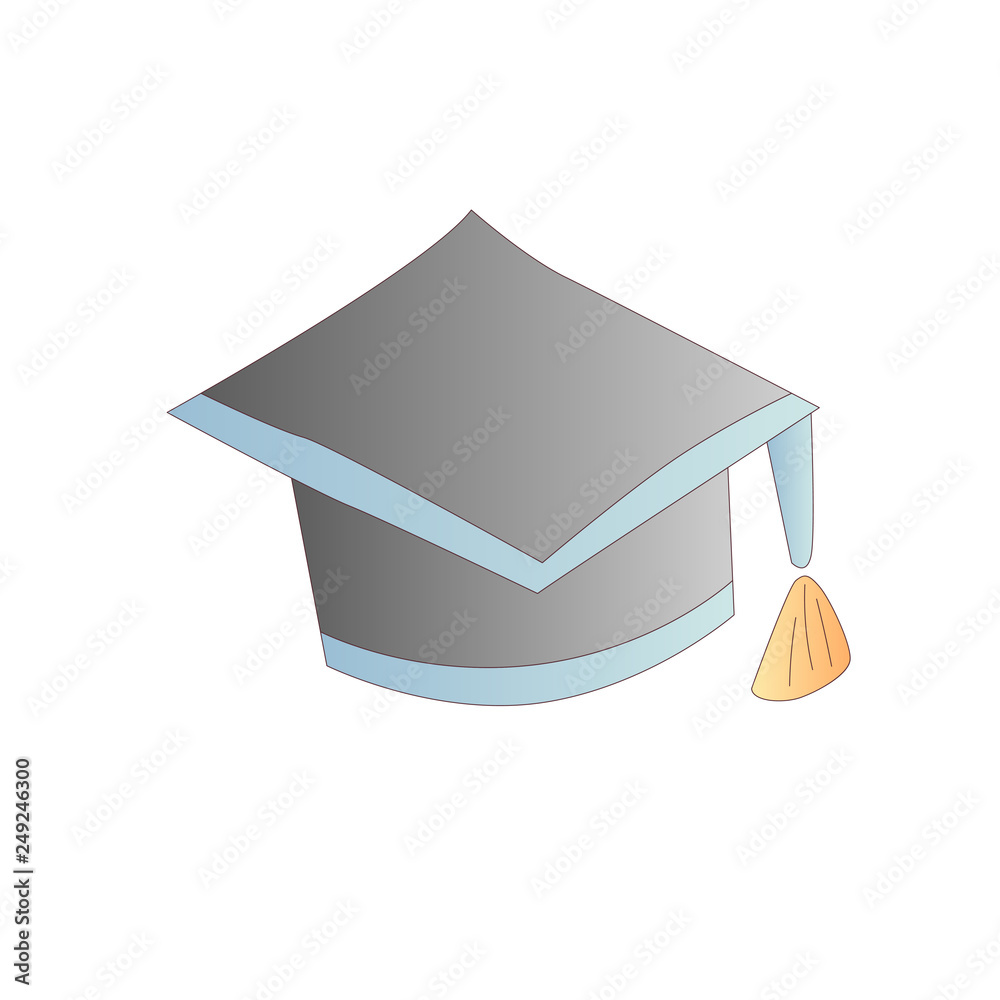 Cute cartoon Graduation cap vector icon. Illustration of graduate hat ...