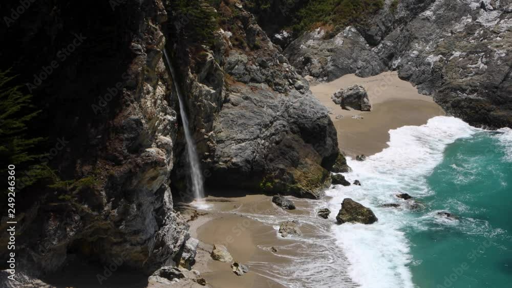 Looping footage features McWay Falls on the Big Sur Pacific Coast, one ...