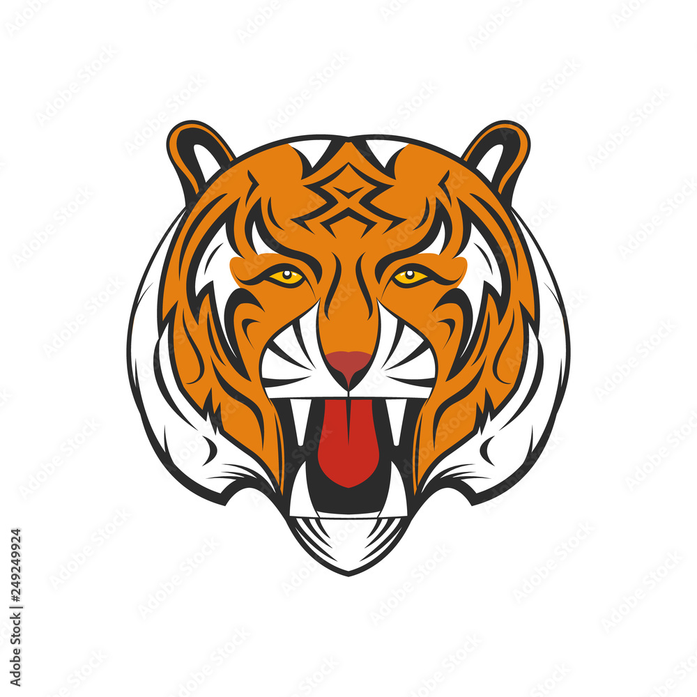 Cartoon tiger as mascot or animal symbol. Wild cat vector silhouette ...